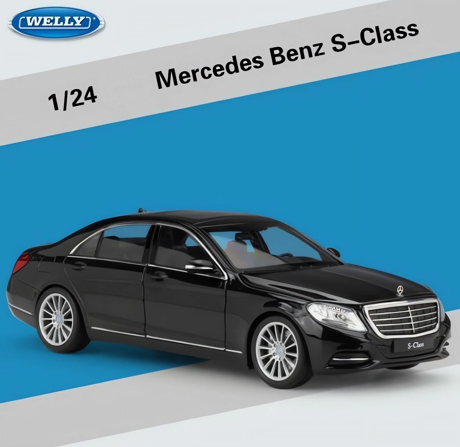 Металлическая коллекционная модель автомобиля "Welly". "Mercedes Benz. S-Class". Мерседес (Масштаб 1/24, черная)