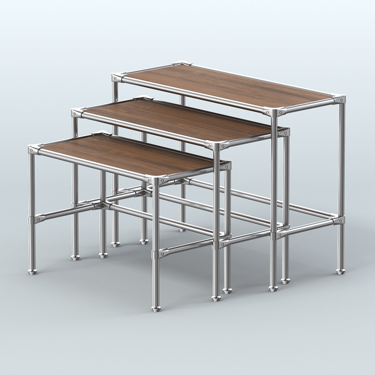 Комплект столов №1-4 с полками ДСП 16мм, Орех. Производство товара - компания ТОБ.