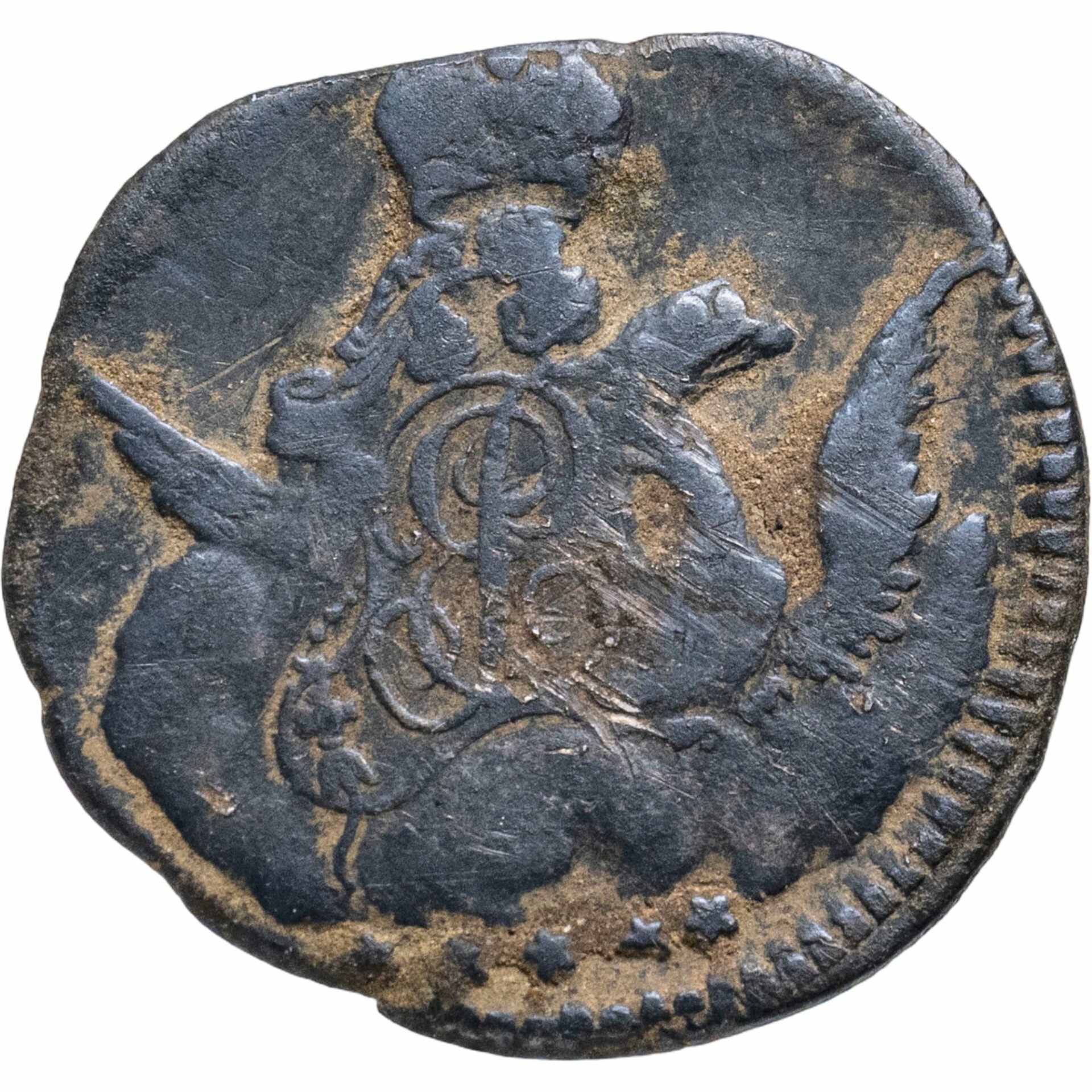 5 копеек 1756 СПБ большой кружок Биткин №340 R, Серебро 802, в сохранности F-VF