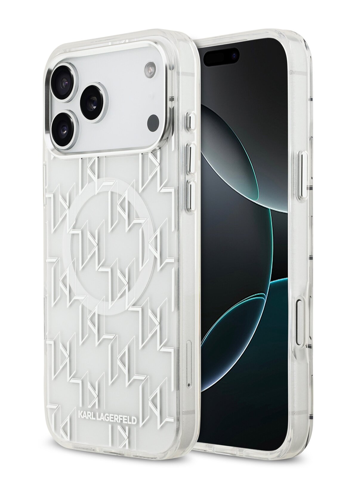 Karl Lagerfeld чехол с MagSafe для iPhone 17 Pro Max, IML KL Monogram Metal camera, белый
