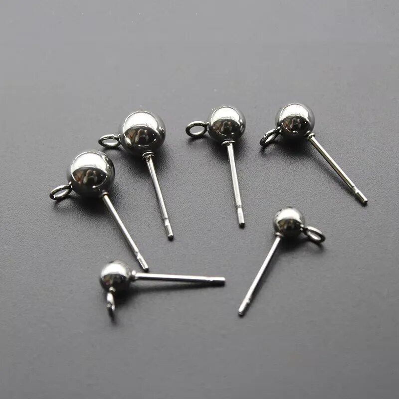 Сережки-гвоздики из нержавеющей стали, ball 5mm, steel color