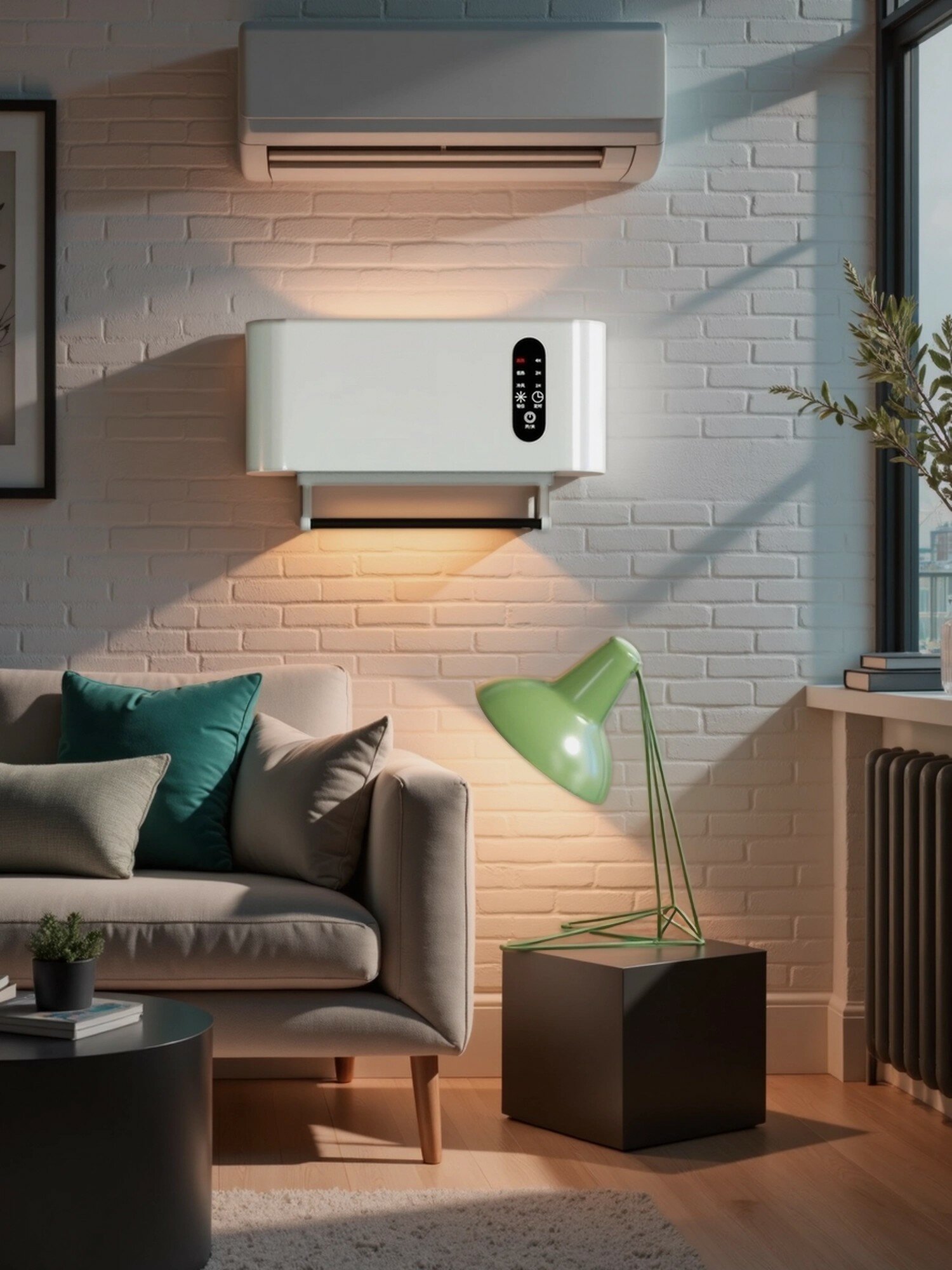 Тепловентилятор-обогреватель, керамический, настенный, белый, пульт, электронный, 1,5 кг