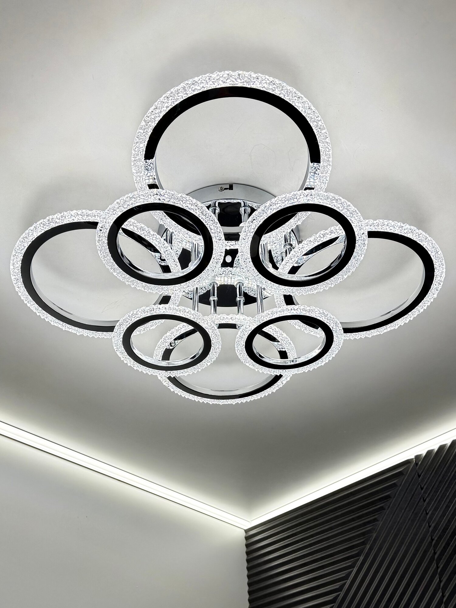 Люстра потолочная светодиодная с пультом, в цвете хром, 128Вт, Свет Столицы