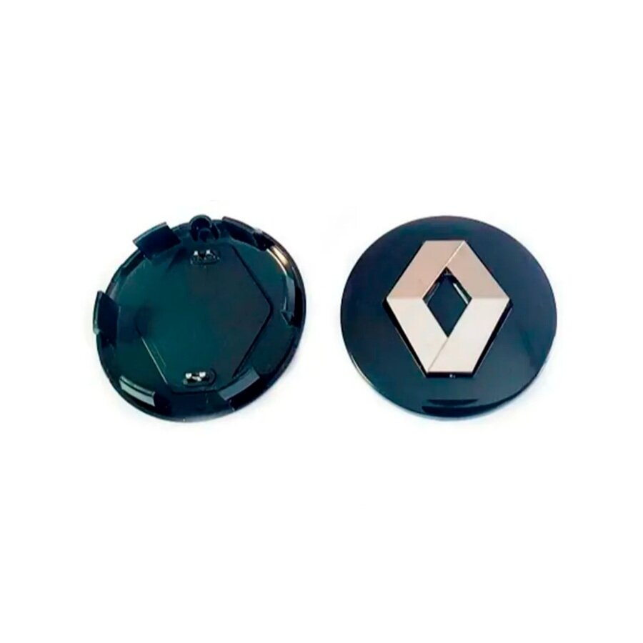 Центральный колпачок на диск (ступицу) Renault, 57мм, черный серебро, 1шт