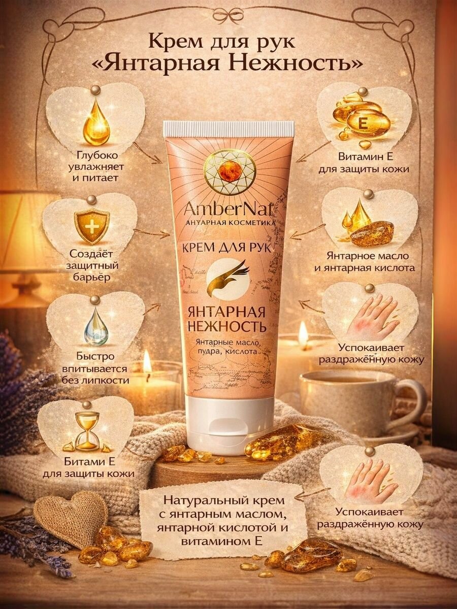 Крем для рук Янтарная нежность AmberNat