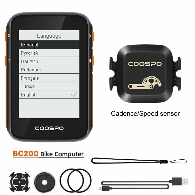 Coospo BC200 Велос пед Кампутар бесправадны воданепран кальны IP67 GPS 2.6 цалевы ЖК хуткасцяметр Велос пед