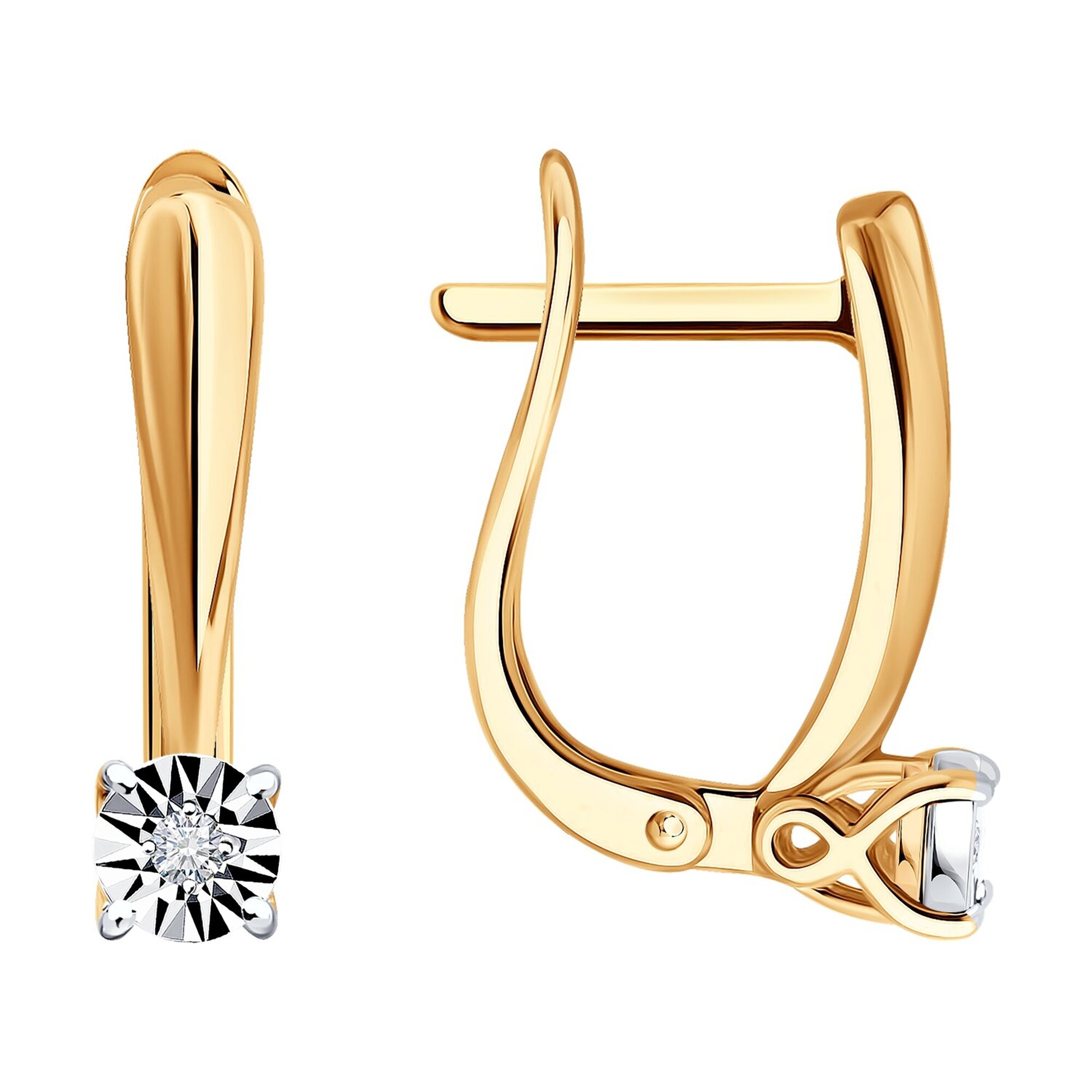 Серьги, серебро, 925 проба, родирование, бриллиант