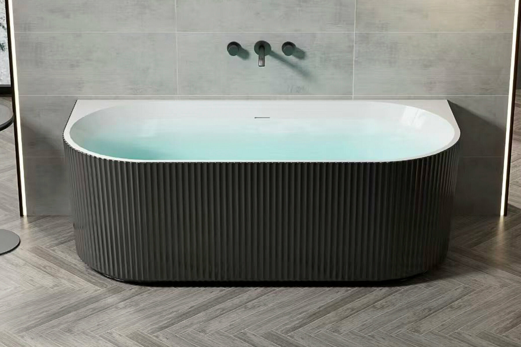 Акриловая ванна NERO 170х80х58 BL пристенная, в сборе с панелью