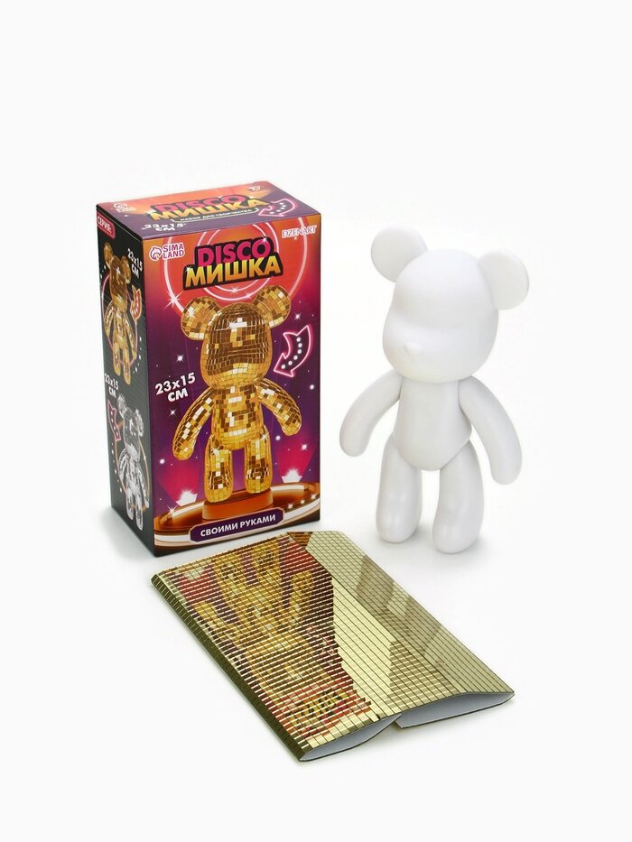 Декор фигурки зеркальной мозаикой "Медведь", золото 10183528