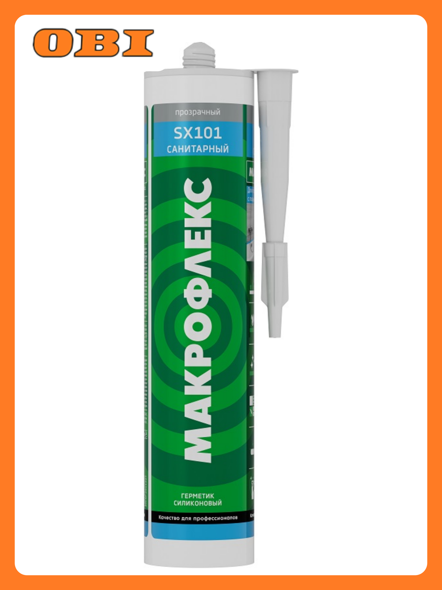 Герметик силиконовый санитарный Makroflex SX101 прозрачный 300 мл
