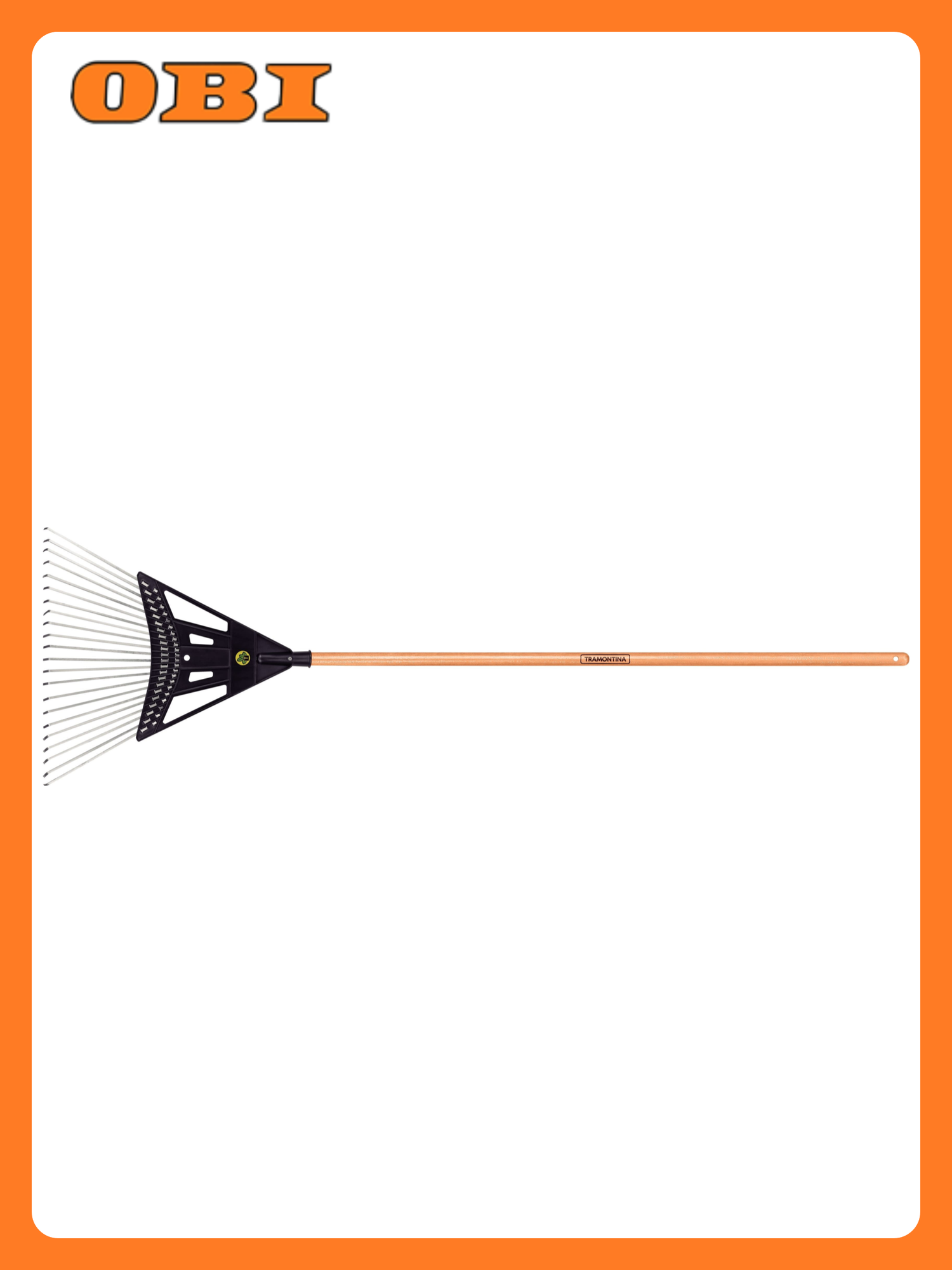 Грабли садовые Tramontina, металл, 22 зубца, длина 162,5 см, черные