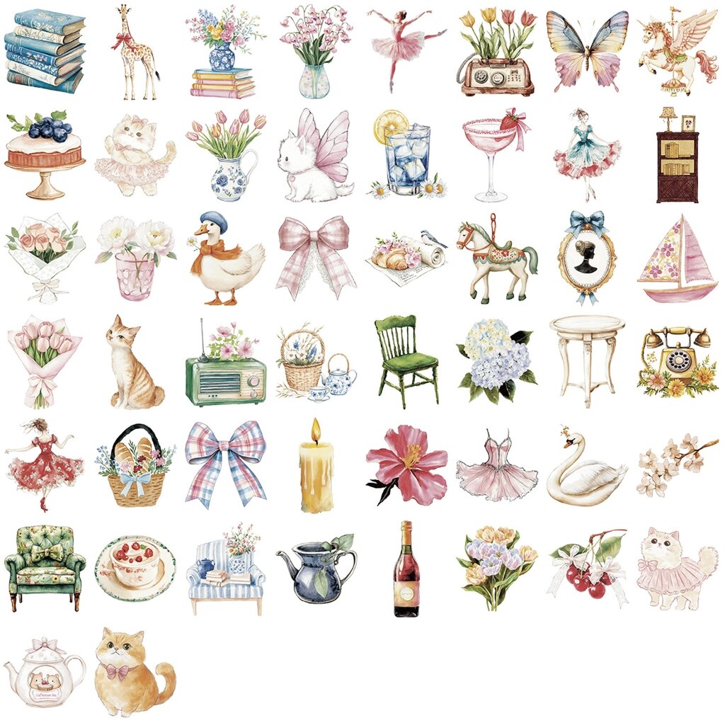 50 шт./лот акварельные наклейки с цветочным принтом для скейтборда, мотоцикла, украшения чехла для телефона, ПЭТ-пленка премиум-класса, гладкие поверхности