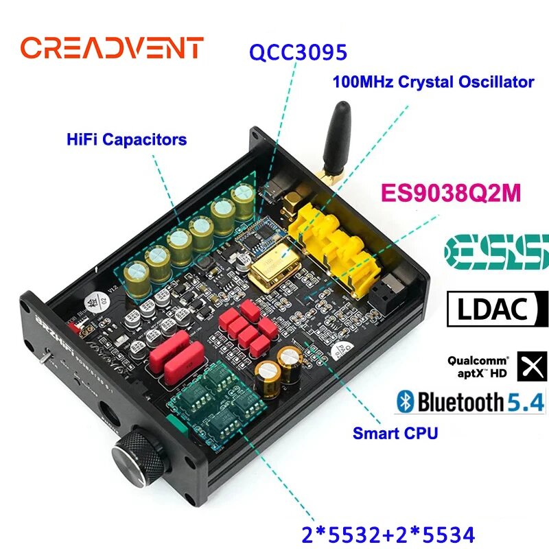 Creadvent QCC3095 ES9038Q2M Bluetooth ЦАП