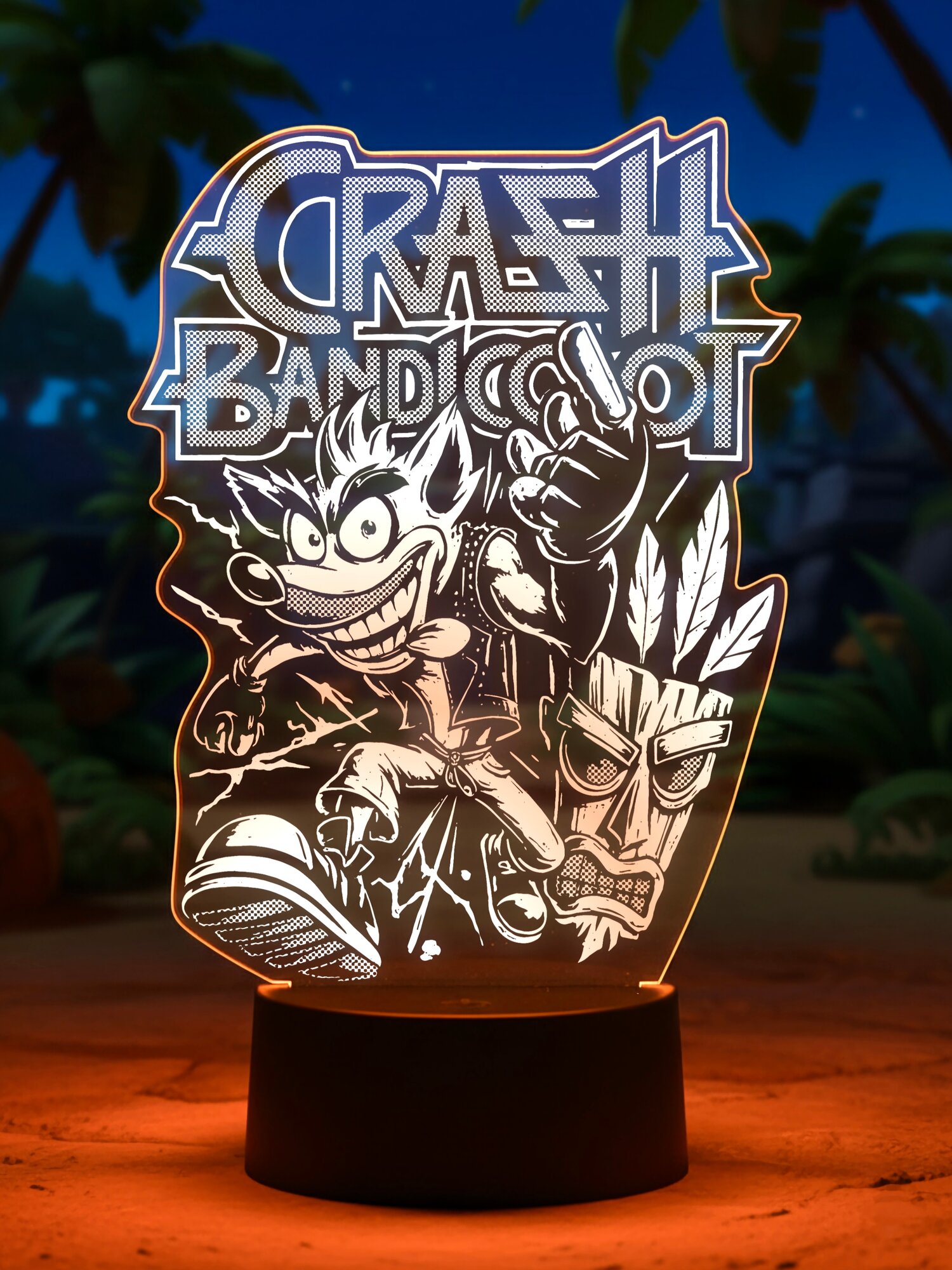 Ночник Игра Крэш Бандикут - Crash Bandicoot. Подарок геймеру — декор для игровой комнаты с символикой популярных игр, узнаваемыми персонажами и атмосферой киберспорта.