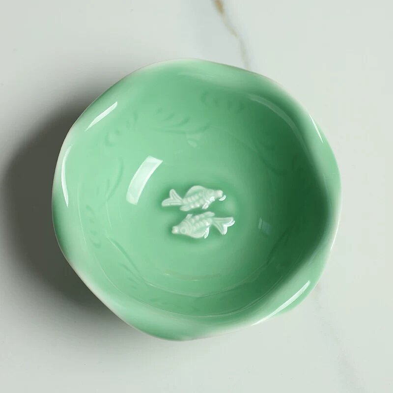 Керамическая чаша из лонцюаньской селадоновой керамики, в форме листа лотоса, с узором черепахи, 5inch см, в китайском