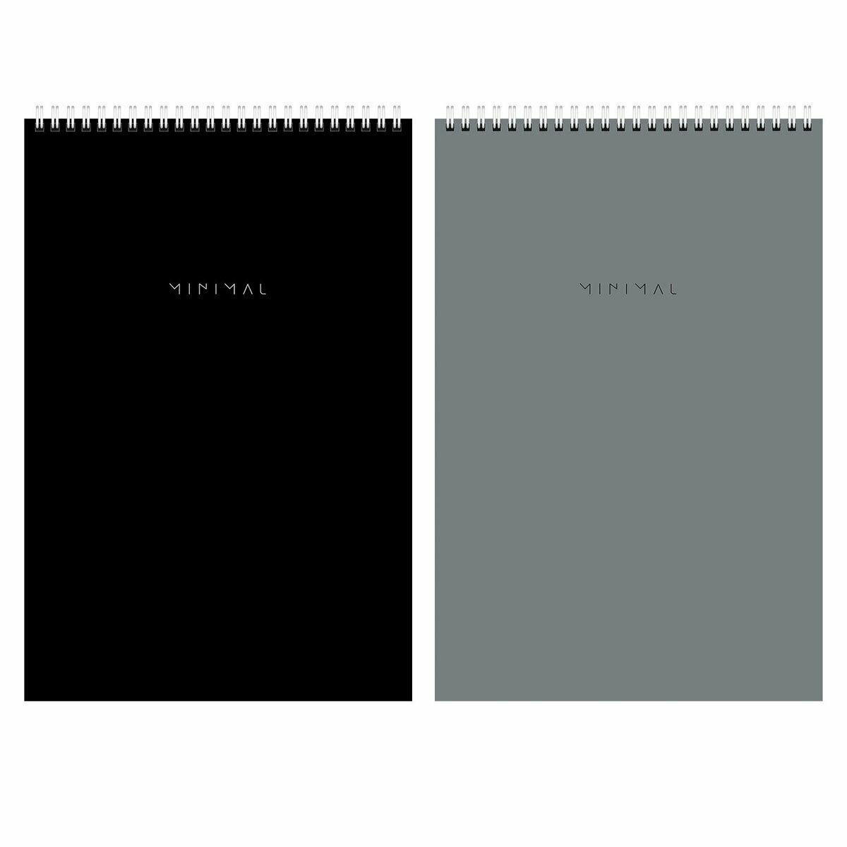 Блокнот 80л, А4 Brauberg "Minimal Classic", клетка, спираль, подложка, набор 2шт. (116452)
