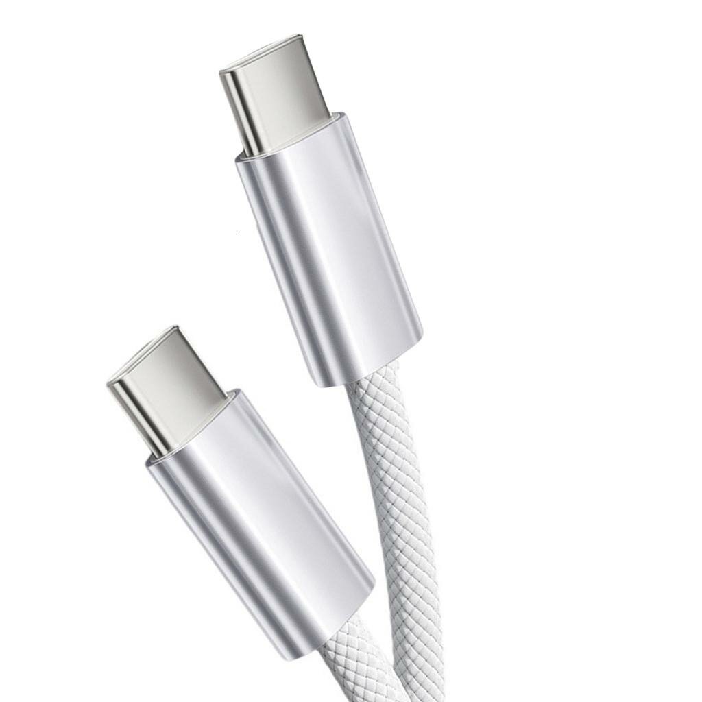 Кабель для передачи данных мобильного телефона с быстрой зарядкой мощностью 240 Вт в оплетке TypeC to TypeC-1,2 м-титановый белый