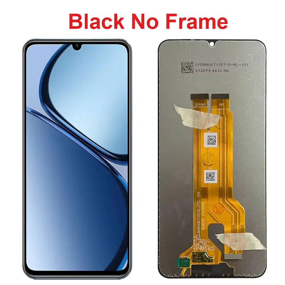 Экран C63 для Realme C63 ЖК-дисплей с ламенем, сенсорный датчик, цифровая pantalla в сборе 6,75 дюйма для замены экрана Realme C63 Black No Frame