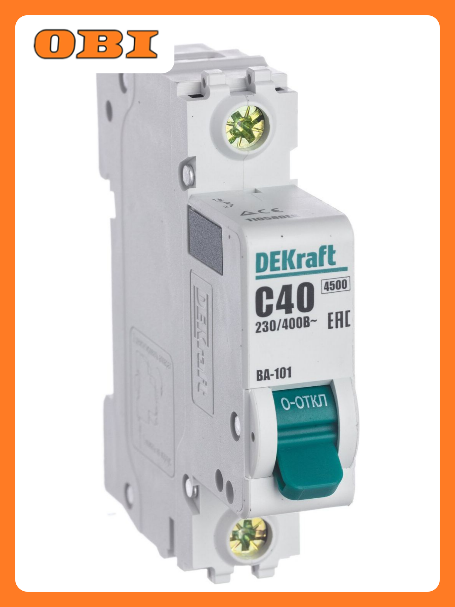 Автоматический выключатель DEKRAFT ВА-101 1P C40 A 4,5 кА