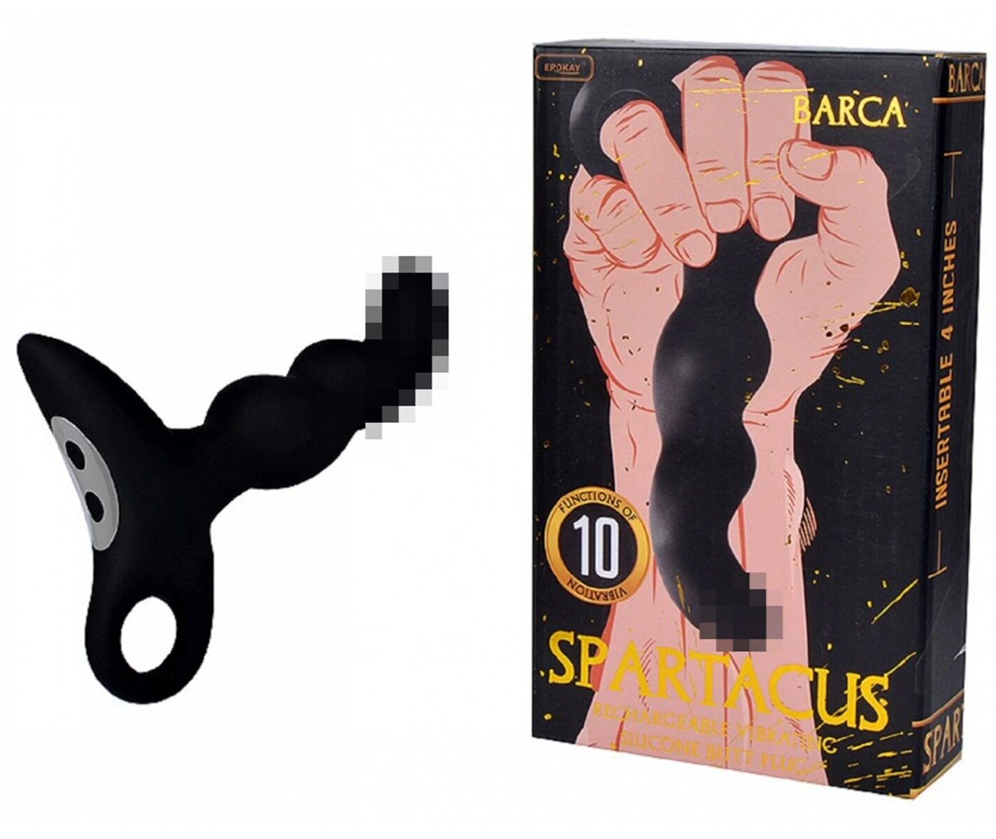 Вибромассажер EROKEY "Spartacus", для простаты, 10 режимов, черный