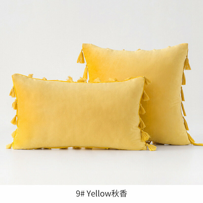 LOISHOM Бархатные чехлы для подушек с кисточками, 1 piece 30x50cm, Бордовый