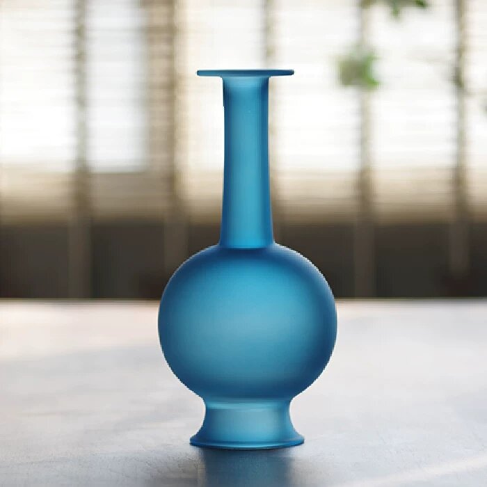 Декоративная ваза в японском стиле с синими цветами для гостиной, для цветочных композиций, для живых цветов,