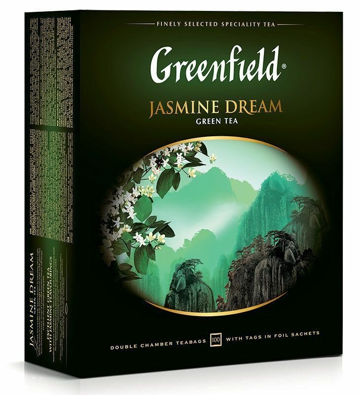 Зеленый чай Гринфилд с жасмином Greenfield Jasmine Dream 100 пакетиков