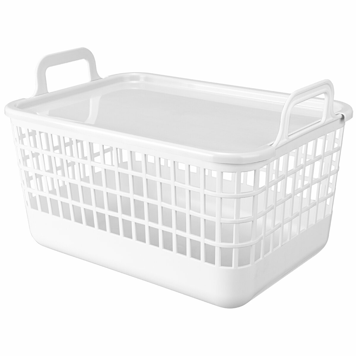 Корзина с крышкой и ручками Бытпласт Kobo, 32 x 22,4 x 21 см, белая