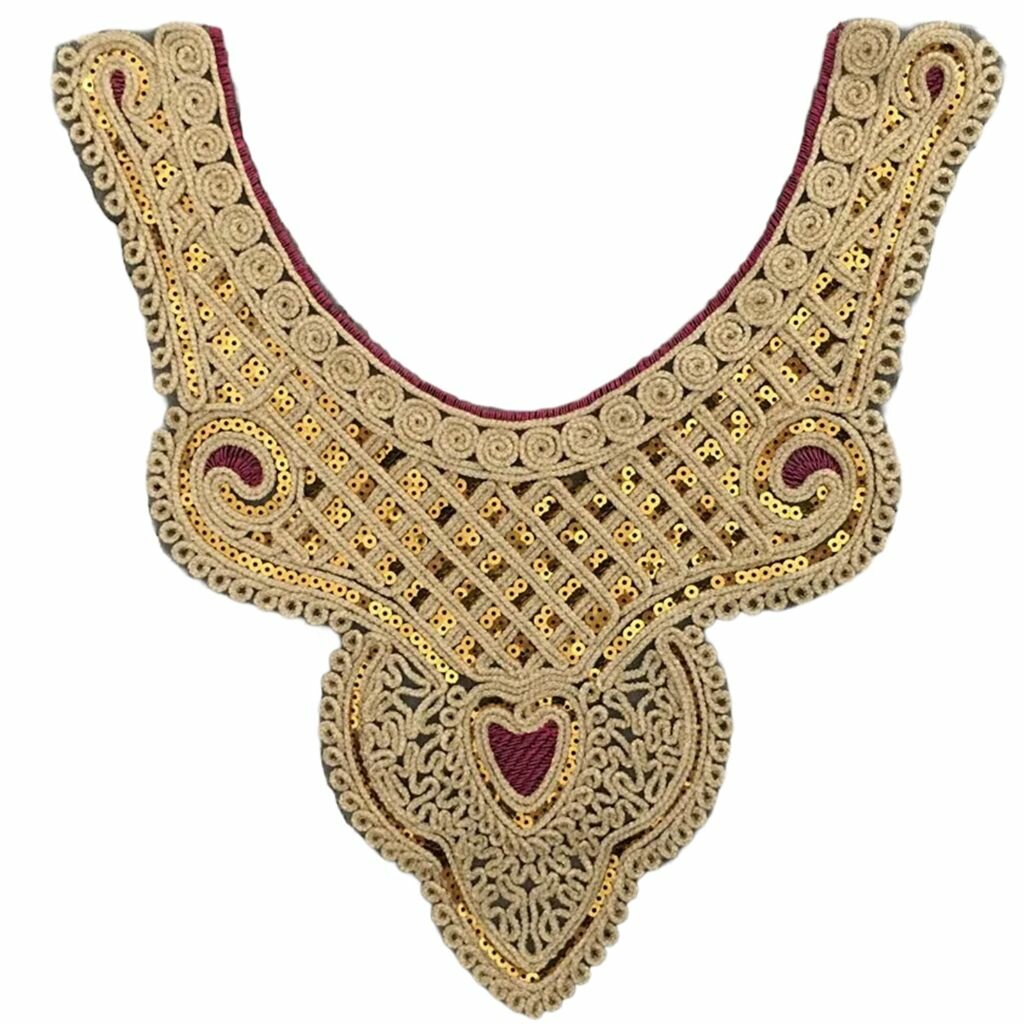 Элегантный вышитый кружевной воротник, декольте, аппликации, отделка с блестками, пришивные нашивки в этническом стиле для модных женщин