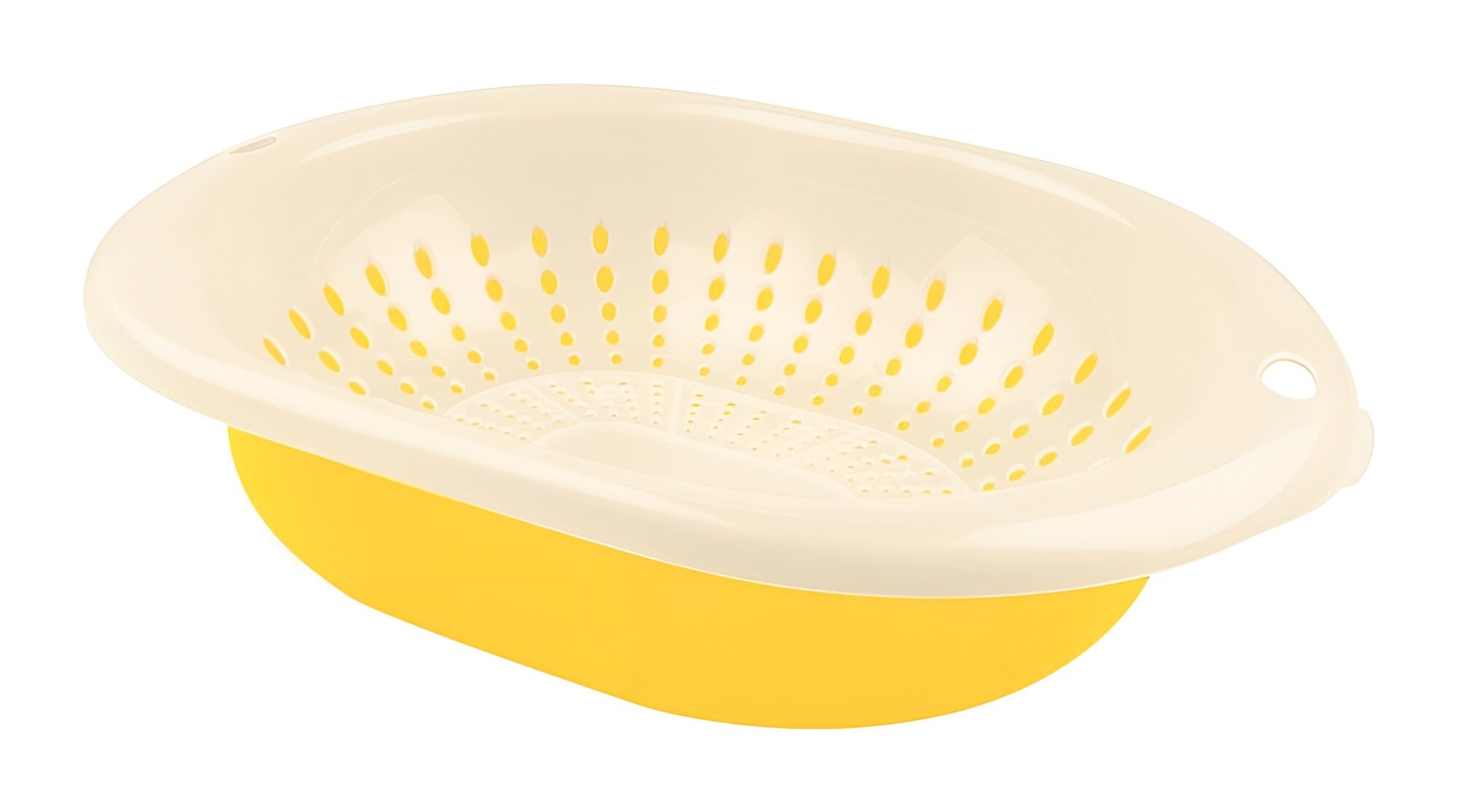 Дуршлаг с миской пластиковый "Phibo", 3 литра, цвет: светло-бежевый