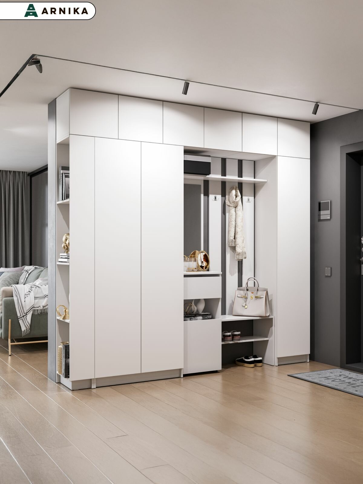 Прихожая ARNIKA "Бали", ЛДСП, зеркало, вешалка, цвет белый, высота 230 см