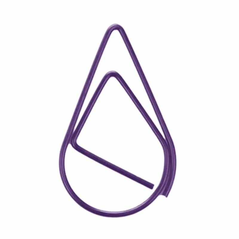 (1 комплект из 100 шт) Свежая и простая скрепка для бумаги в форме капли воды-фиолетовая