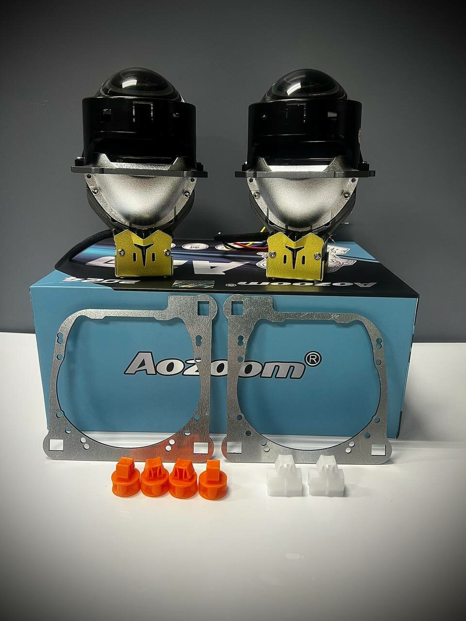 Светодиодные линзы оригинальный Aozoom A20 для Kia Sorento 2 Рестайлинг (2012 - 2020) / КИЯ Соренто / 5500К, 53Вт / 70 Вт - Настоящие Билед Biled Аозум