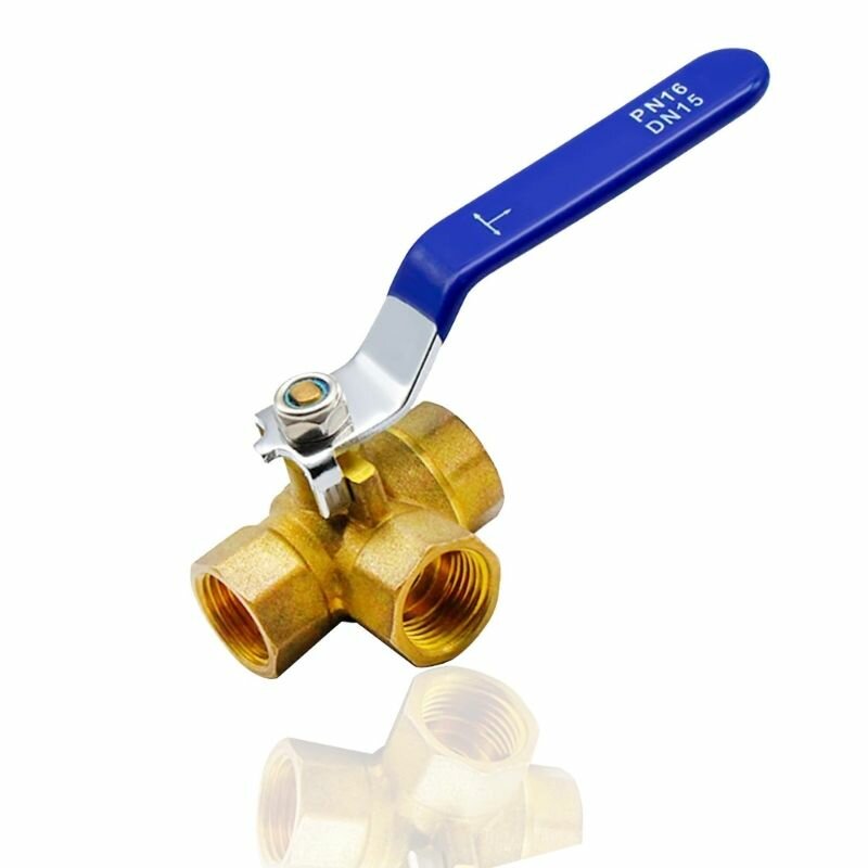 Трехходовой шаровой кран Т-образного типа для двухходового водопровода, переключатель клапана подачи природного газа-DN15