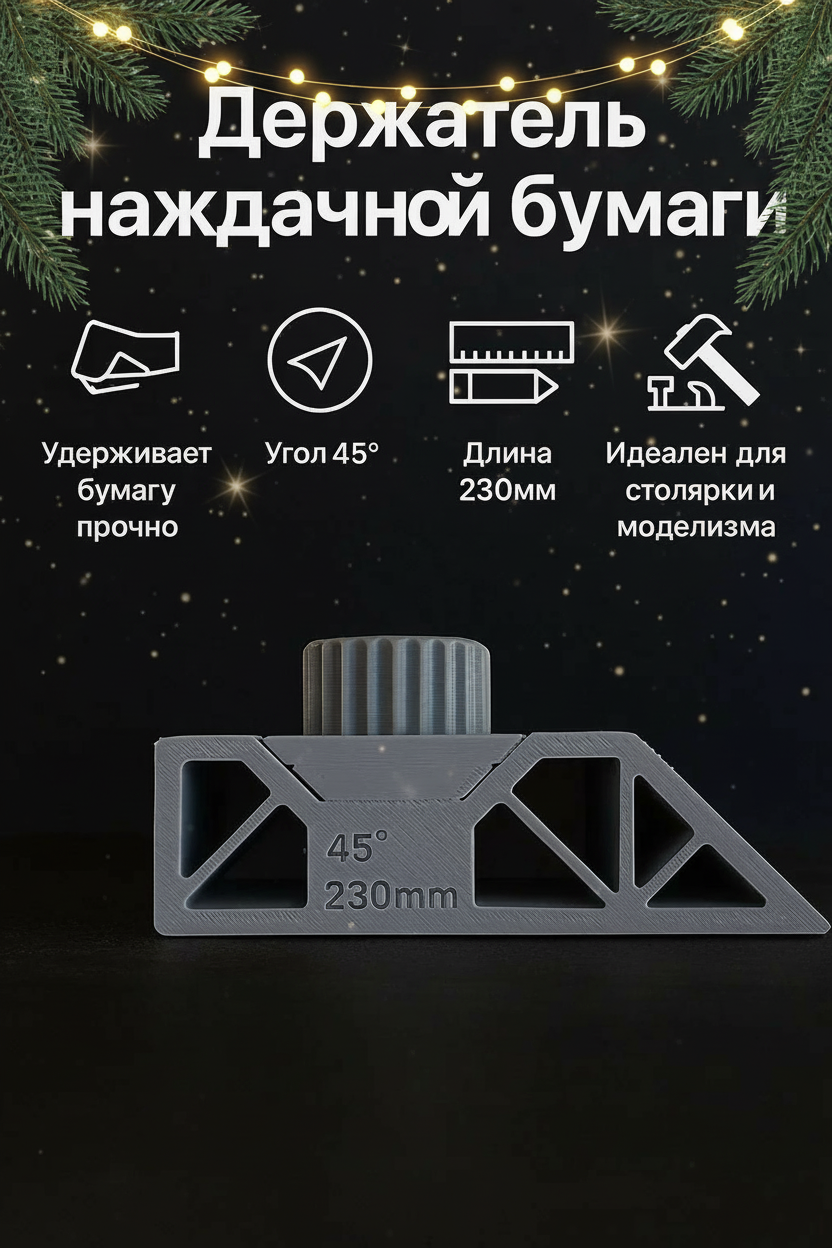 Держатель для наждачной и шлифовальной бумаги 230 мм 45 г, универсальный авто держатель шкурки