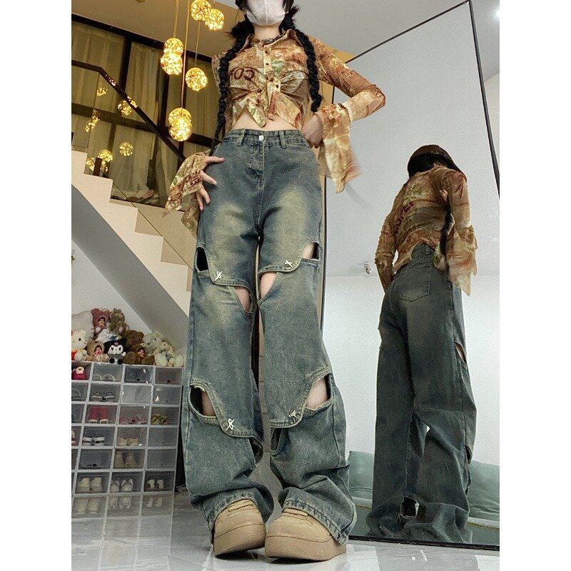 JYL Джинсы Мужские Гонконгские С Надписью Хип-Хоп Стильные Деним, Размер_L