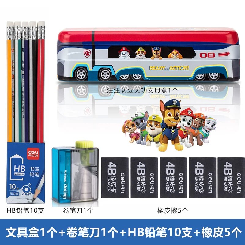 Канцелярская коробка Deli Paw Patrol, автомобильная канцелярская коробка, пенал для детского сада, многослойный пенал,