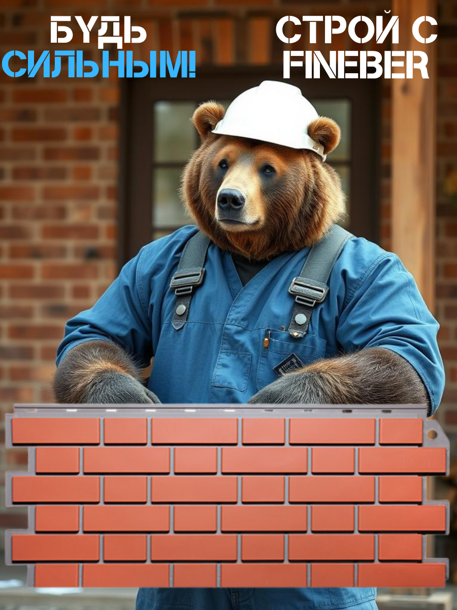 Фасадная панель Fineber "Кирпич клинкерный", керамический, полипропилен, 1126x474x12 шт