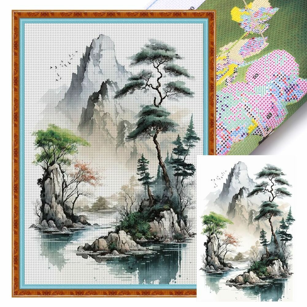 Эксклюзивный комплект для вышивки Китайская природа 40x60 см хлопок 11CT