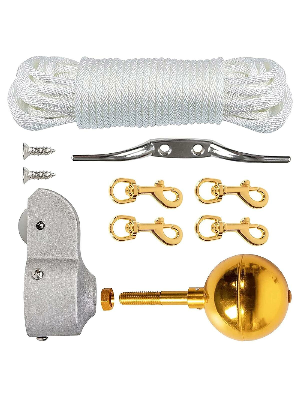 Набор компонентов для наружного флагштока для надежного крепления и легкого подъема флага