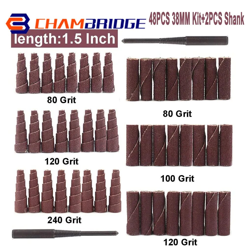 Абразивная наждачная бумага, шлифовальная головка, 38 мм, 48 мм, мини-шлифовальный конус, набор порций двигателя, конусная полировальная головка в форме цилиндра