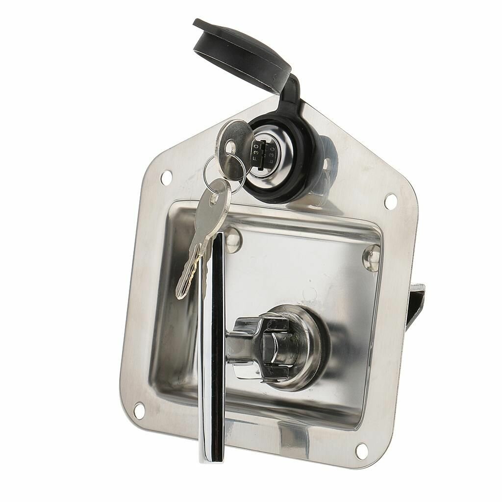 Замок для инструментального ящика с Т-образной ручкой, складной, из нержавеющей стали, с 2 ключами для прицепа грузовика