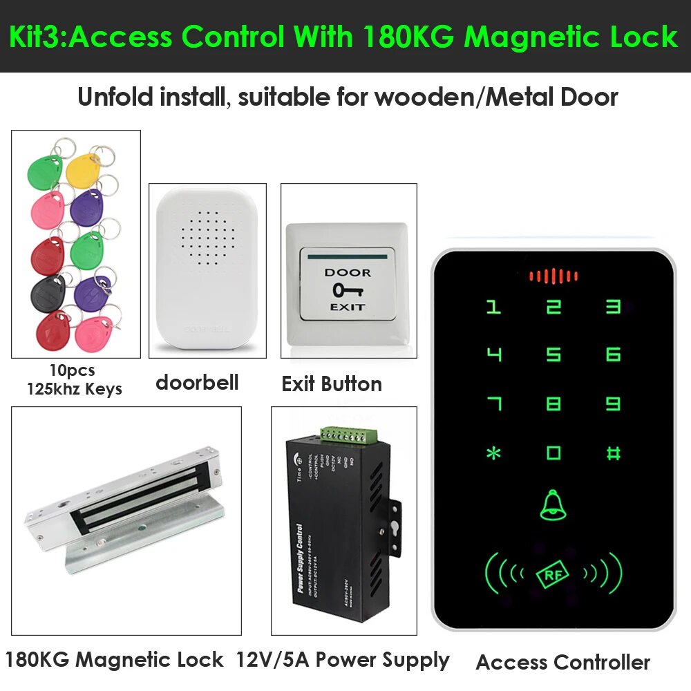 Комплект контроля доступа Asia-Teco Kit 3 с магнитным замком 180 кг
