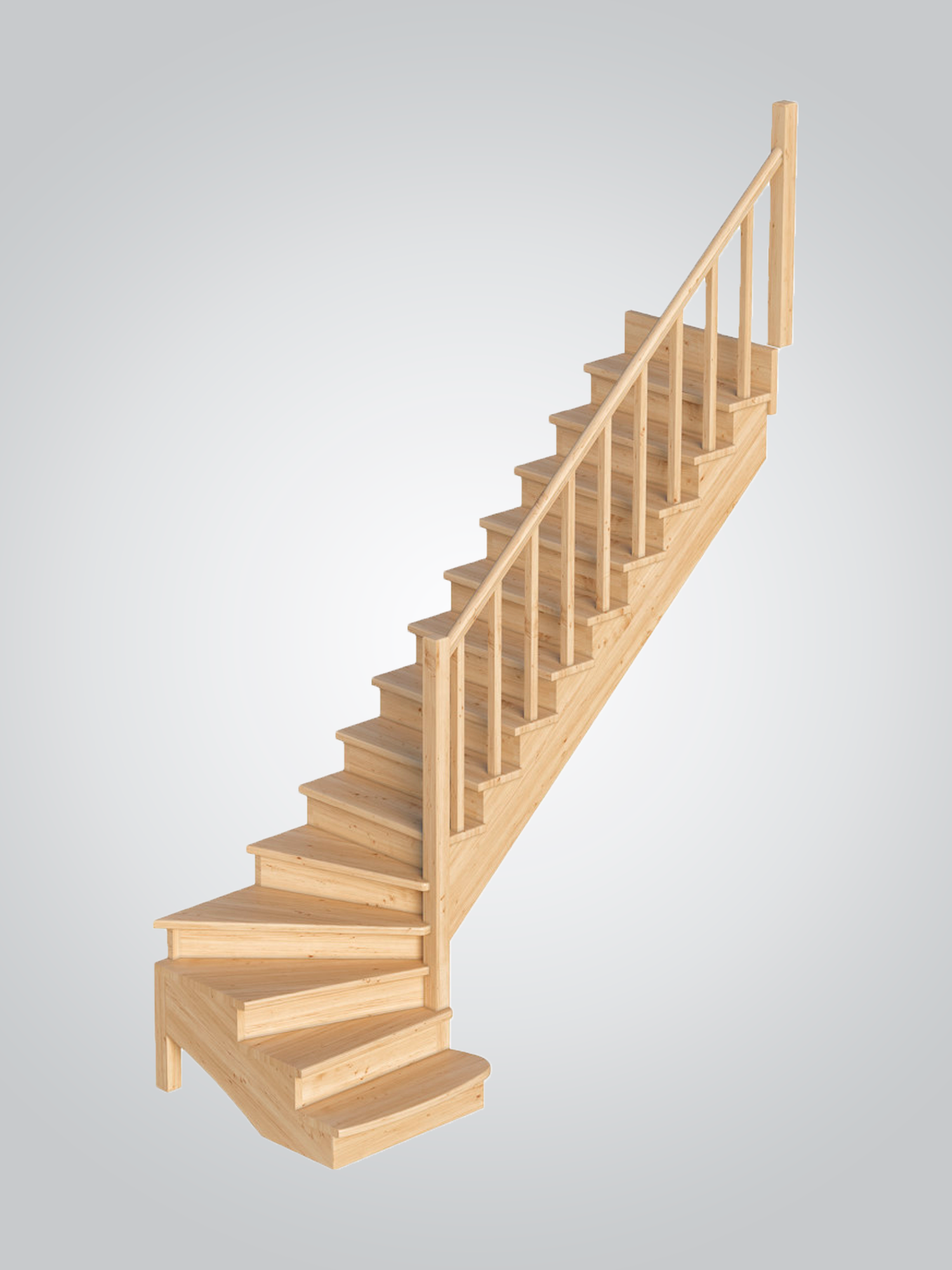 Лестница на второй этаж К-001м/7 Правая c подступенками