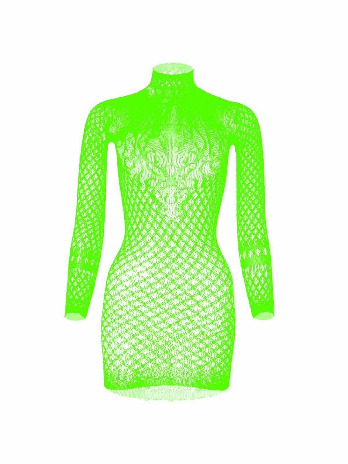 Прозрачное кружевное платье-боди, Зеленый