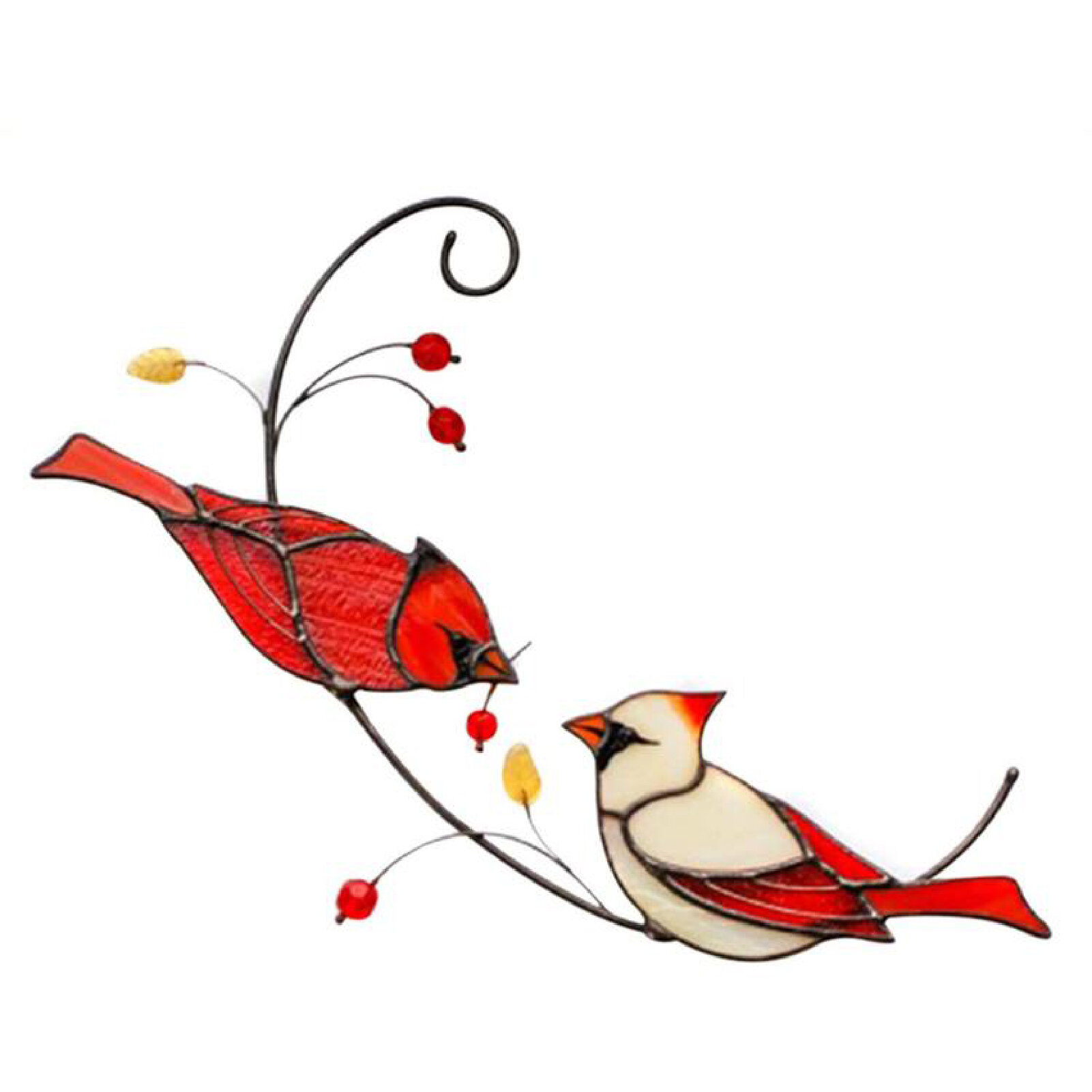 Витражи для окон с изображением садовых птиц, ловцы солнца. Очаровательные витражи с кардиналами для подвешивания на окно.