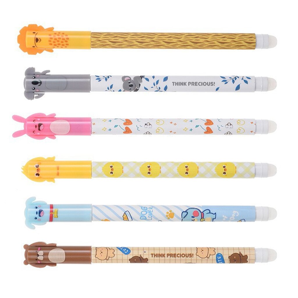 6 Pieces Erasable Gel Pen Neutral Pen 0.5mm Writing Pen Gel Ink Pen Cartoon Erasable Pen for Writing Painting