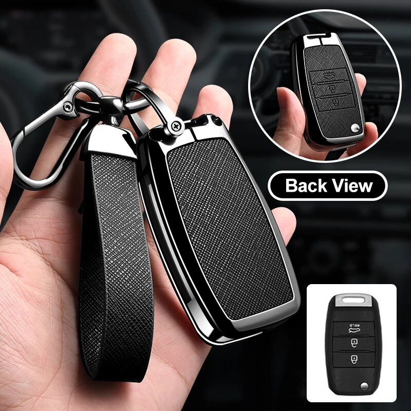 Чехол для автомобильного ключа из цинкового сплава, брелок для KIA RIO 3 K2 K3 K4 K5 Style 2 Black