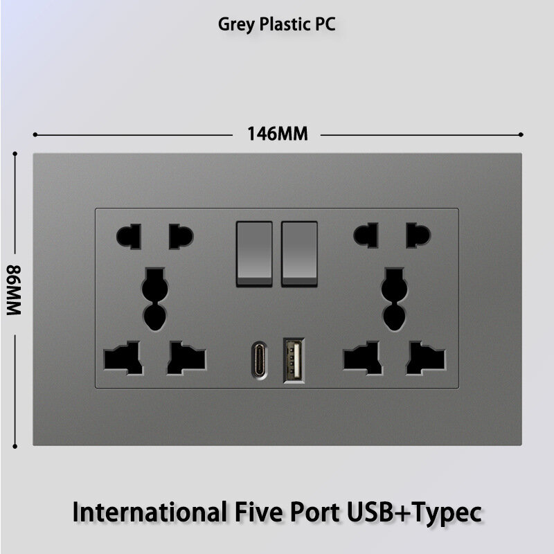 Гонконг Британский стандарт 146 Double Union 13A Британский TYPEC USB Зарядная розетка Международная пятидверная