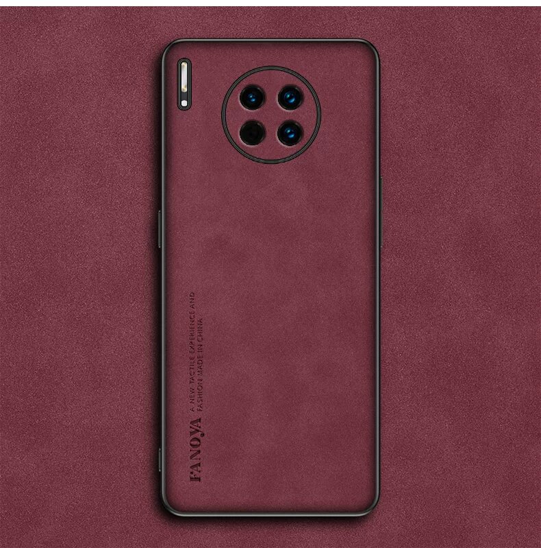 Мягкий кожаный текстурный чехол для Huawei Mate 30 Pro, защитный чехол с винно-красной отделкой, совместимая модель